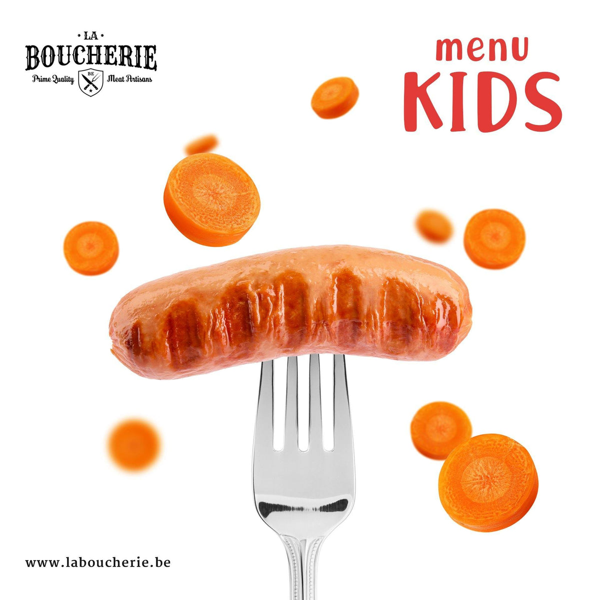Mini chipolatas veau & carottes | La Boucherie | Acheter Viande en Ligne